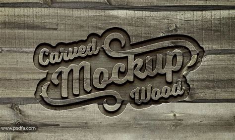 موکاپ متن ، لوگو و اشکال حک شده روی چوب با فرمت Psd 🔥کد فایل 27890