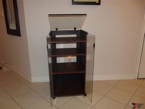 Audio Rack Stereo Cabinet Vintage New Glass Top Turntable For Sale