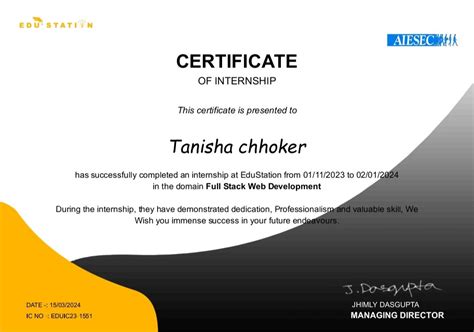 Tanisha Chhoker On Linkedin Fullstackdeveloper Edustationcertificate Techskills