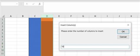 如何使用 Vba 在 Excel 工作表中插入多列