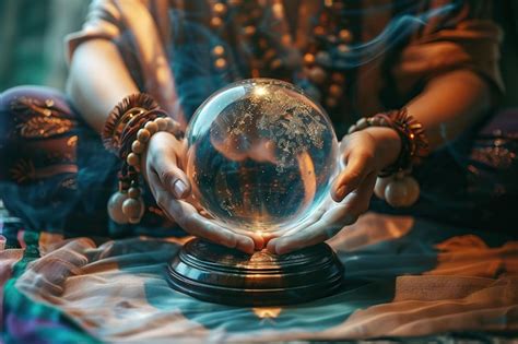 Premium Photo Crystal Ball And Fortune Teller Hands Divination
