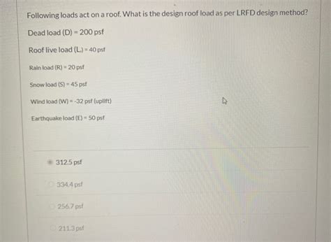 Solved Following Loads Act On A Roof What Is The Design