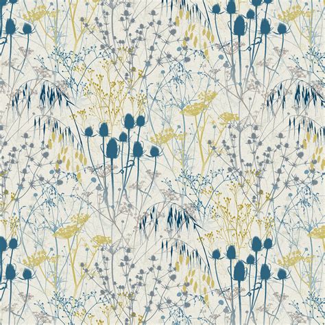 Summer Border By Clarissa Hulse Blue Wallpaper Wallpaper Direct
