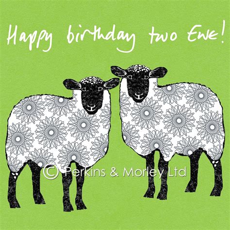 Happy Birthday Two Ewe Card Perkins And Morley Designs