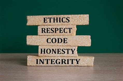 Premium Photo Code Of Conduct Symbol Brick Blocks With Words Ethics Respect Code Honesty Integrity