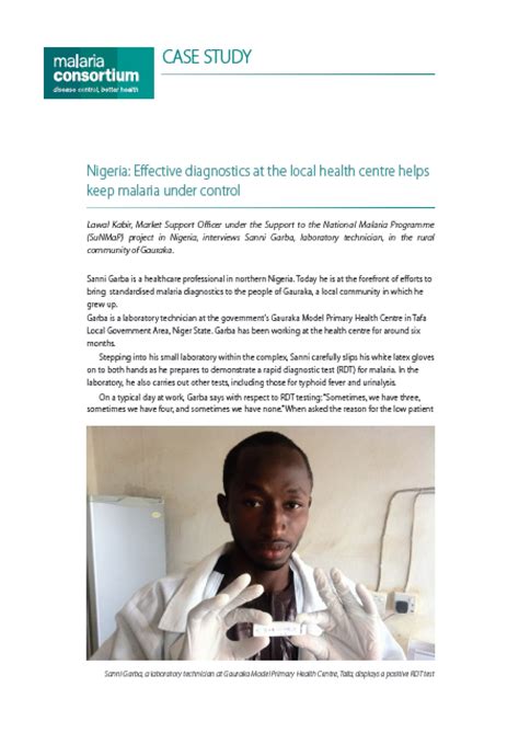 Malaria Consortium Nigeria Effective Diagnostics At The Health