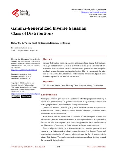 Pdf Gamma Generalized Inverse Gaussian Class Of Distributions