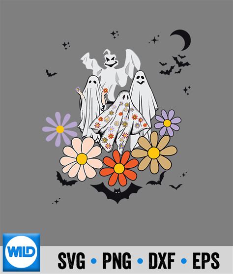 Spooky Svg Cute Vintage Floral Ghost Halloween Spooky Season Funny