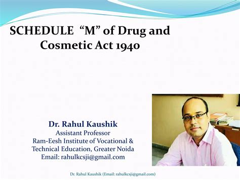 Schedule M Drug And Cosmetic Act 1940 Pptx