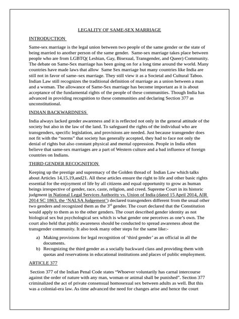 Legality Of Same Sex Marriage Autorecovered 1688356793070 Pdf