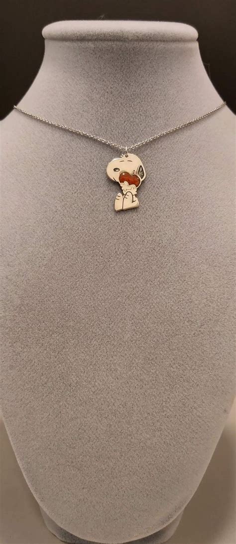 Snoopy Silver And Enamel Pendant Necklace Etsy Cute Jewelry Pretty