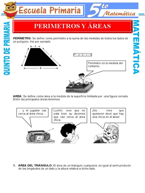 Perímetros Y Áreas Para Quinto De Primaria Pdf Zona Triángulo