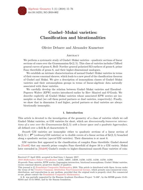 Pdf Gushel Mukai Varieties Classification And Birationalities
