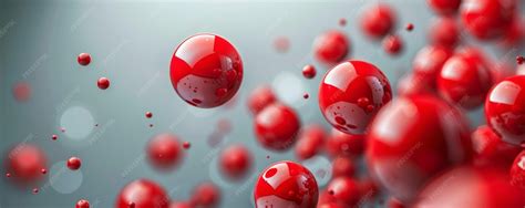 Esferas Vermelhas Abstratas Suspensas No Ar Em Um Fundo Cinzento