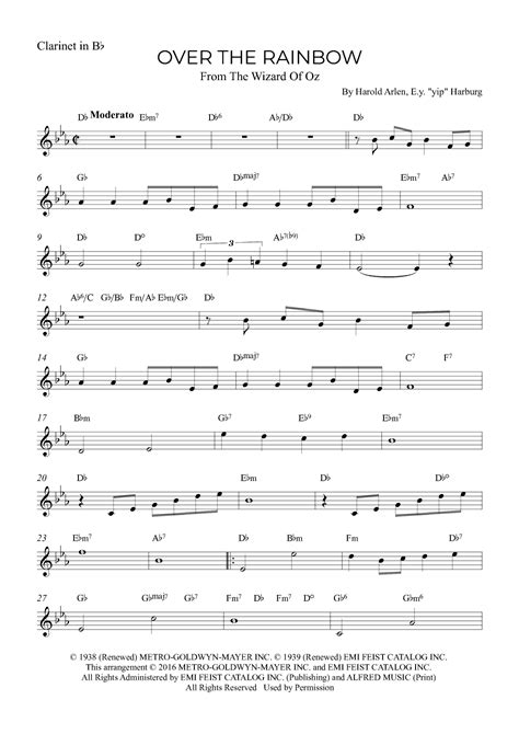 Over The Rainbow Arr Alex Nunes Rodrigues By Judy Garland Sheet
