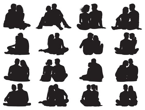 Couple Sitting Silhouette White Background 55711445 Vector Art At Vecteezy
