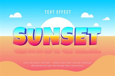 Premium Vector Sunset Text Effect On Sunset Background