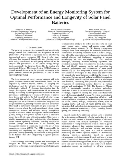 Development Of An Energy Monitoring System For Optimal Performance And Longevity Of Solar Panel