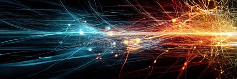Abstract Lines Form Intricate Neural Pathways With Bright Energy Pulses In A Vibrant Interplay