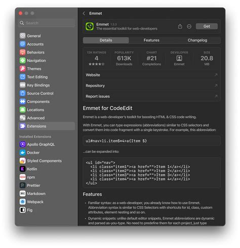 extensions settings page · issue 375 · codeeditapp codeedit · github