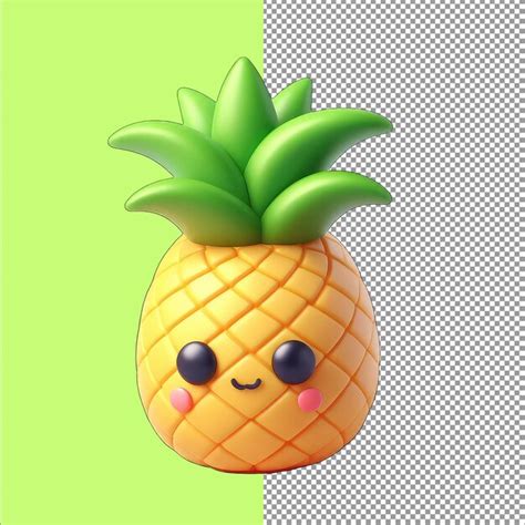 Premium Psd Playful Paradise Cute Pineapple 3d Png Joy