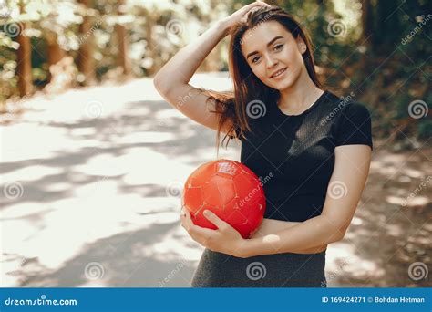 Beautiful Sports Girl In A Summer Sunny Park Stock Image Image Of