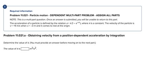 Solved Required Information Problem Particle Motion Chegg