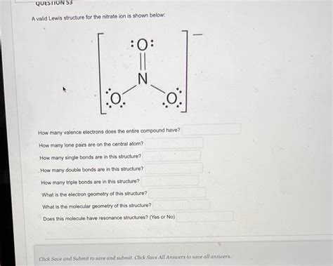 Solved A Valid Lewis Structure For The Nitrate Ion Is Shown