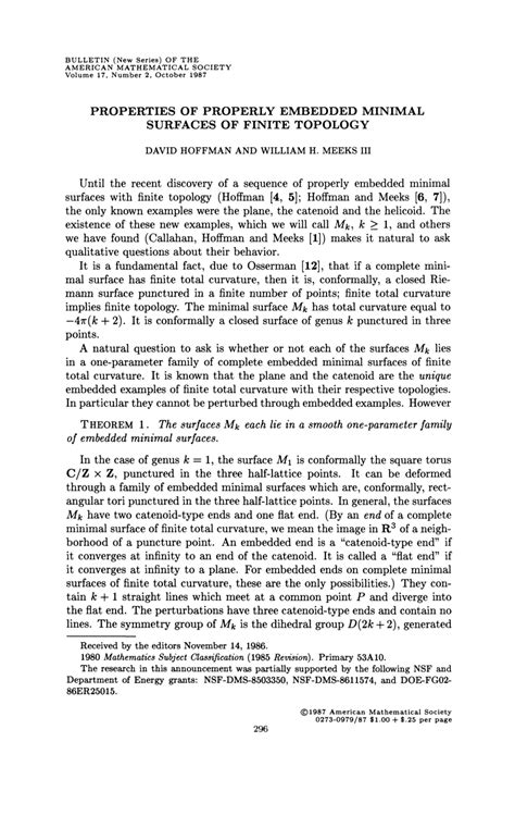 Pdf Properties Of Properly Embedded Minimal Surfaces Of Finite Topology