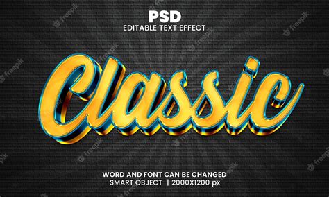클래식 럭셔리 3d 편집 가능한 텍스트 효과 프리미엄 Psd 배경 프리미엄 Psd 파일