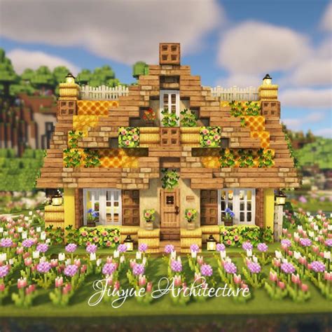 Minecraft Tutorial How To Build A Gold Honey Cottage Minecraft