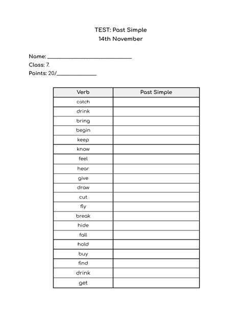 Test Past Simple 1 Pdf