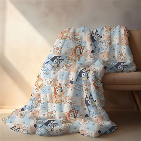 Boho Bluey And Bingo Fleece Blanket Bluey Xmas Blanket Bluey Etsy