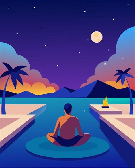 As The Night Sky Fills With Stars A Digital Nomad Relaxes In Their Infinity Pool Marveling At