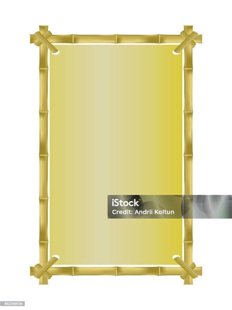 골드 대나무 세로 사진 프레임 벡터 템플릿입니다 텍스트에 대 한 빈 영역입니다 흰색 바탕에 현실적인 3 차원 그림입니다 0명에 대한 스톡 벡터 아트 및 기타 이미지 Istock