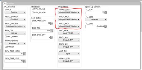 lmx2492 question about the trig1 mux trig2 mux muxout mux selection
