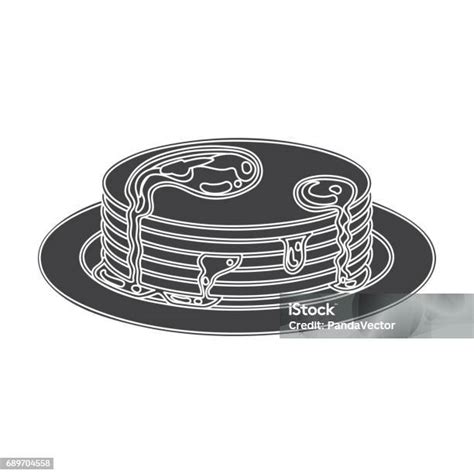 흰색 배경에 고립 된 검은 스타일에 꿀 아이콘 팬케이크 Apiary 상징 스톡 벡터 일러스트 꿀에 대한 스톡 벡터 아트 및 기타
