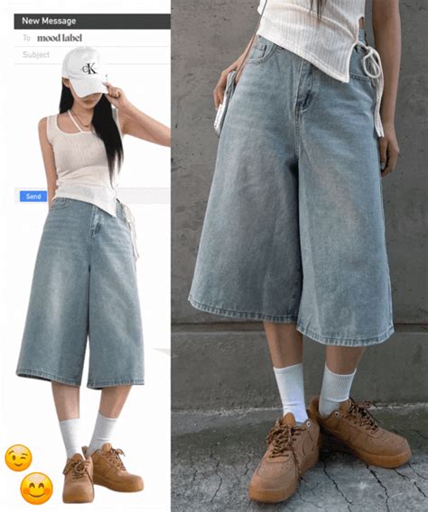 핏대박 유니크 ღ 빈티지 워싱 버뮤다 7부 데님 와이드 팬츠 에이블리