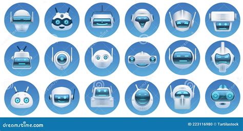 Robot Head Avatars Cartoon Virtual Assistant Chat Bot Faces Robots