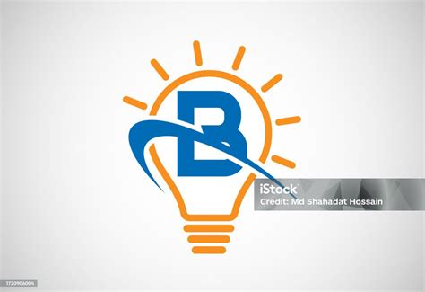 전구와 Swoosh와 영어 알파벳 B 전구 로고 벡터 템플릿입니다 전기 로고 로고에 대한 스톡 벡터 아트 및 기타 이미지