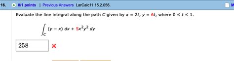 Solved 16 011 Points Previous Answers LarCalc11 15 2 056 Chegg
