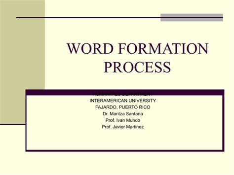 Word Formation Processes Linguistics Presentation