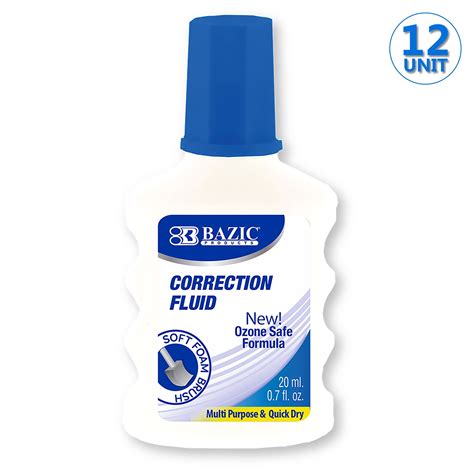 Bazic Correction Fluid 20 Ml Foam Brush White Out 12 Pack
