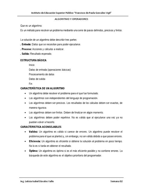 Algoritmo Y Operadores Pdf Algoritmos Multiplicación