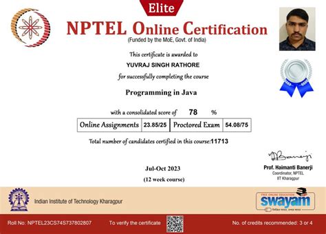 Yuvraj Singh Rathore On Linkedin Javaprogramming Nptel Silvermedal Programmingsuccess