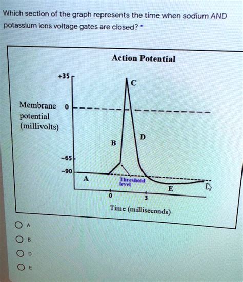 Solved Which Section Of The Graph Represents The Time When Sodium And Potassium Ions Voltage