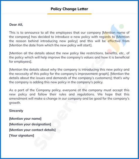 Effective Policy Change Letter Get Results Easily