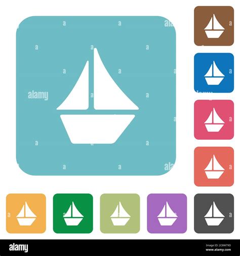 Flat Sailboat Icons On Rounded Square Color Backgrounds Stock Vector Image And Art Alamy