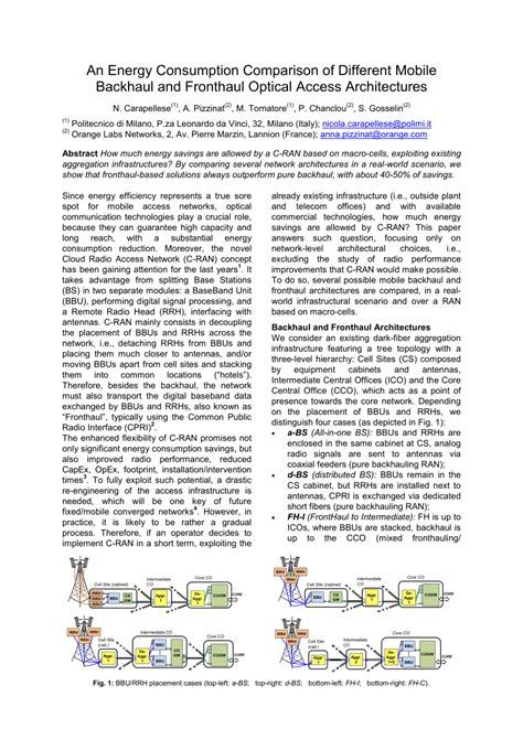 Pdf An Energy Consumption Comparison Of Different Mobile Backhaul And Fronthaul Optical Access