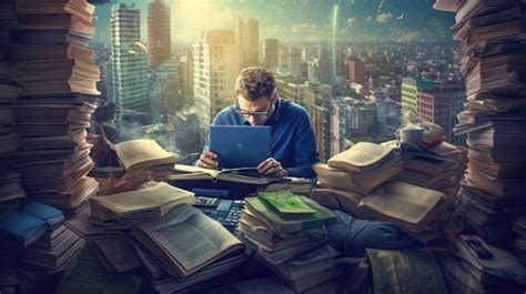 Premium AI Image A Workaholic Man Sitting At A Desk And Working At